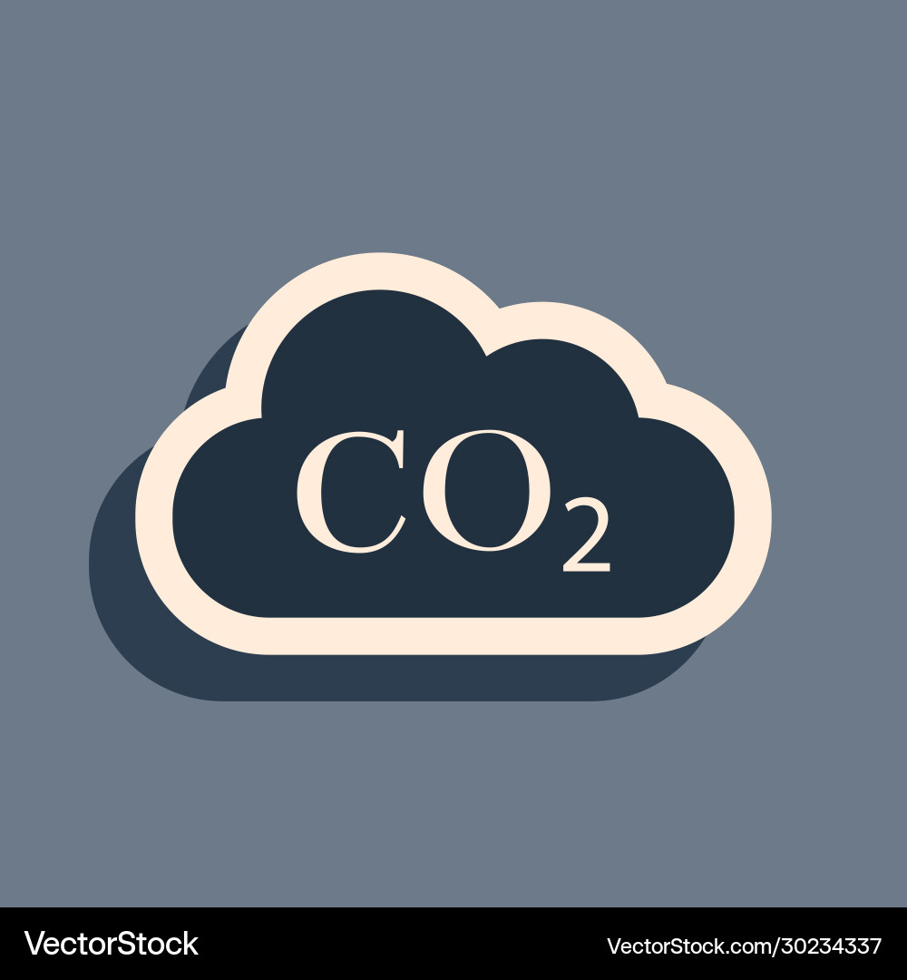 Black co2 emissions in cloud icon isolated on grey
