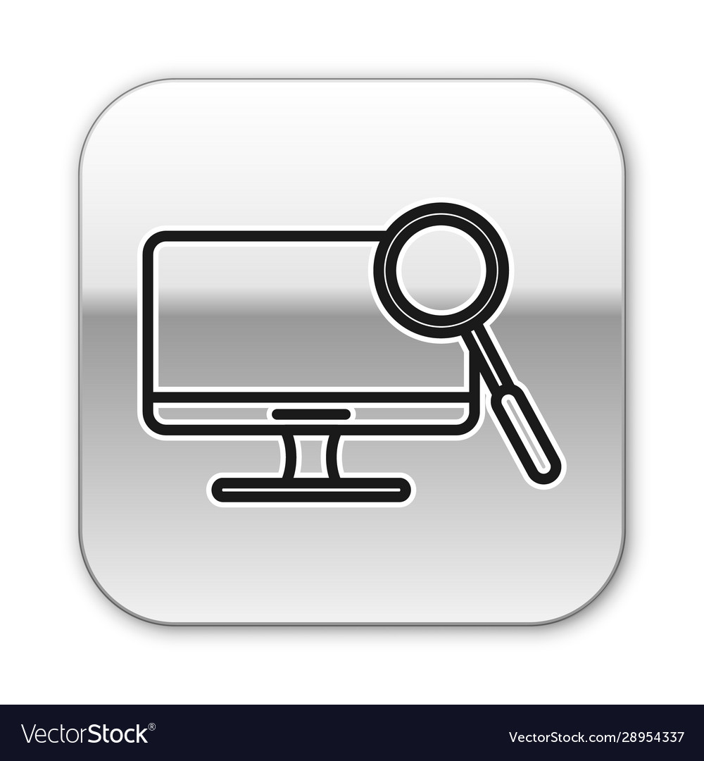 Black line computer monitor diagnostics icon Vector Image Black line computer monitor diagnostics icon Vector Image