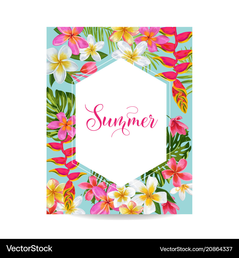 Blooming summer floral frame poster banner Vector Image