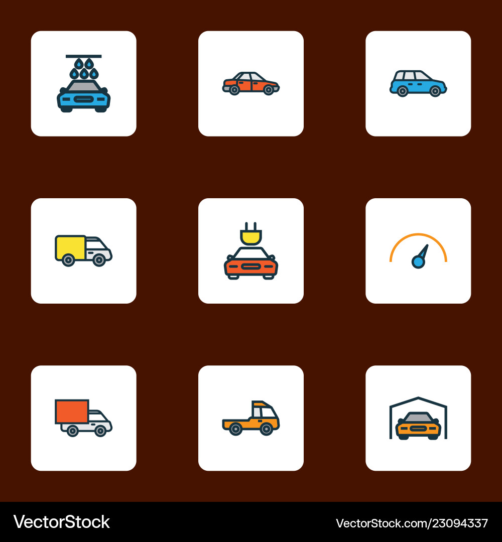 Car icons colored line set with crossover tesla Vector Image