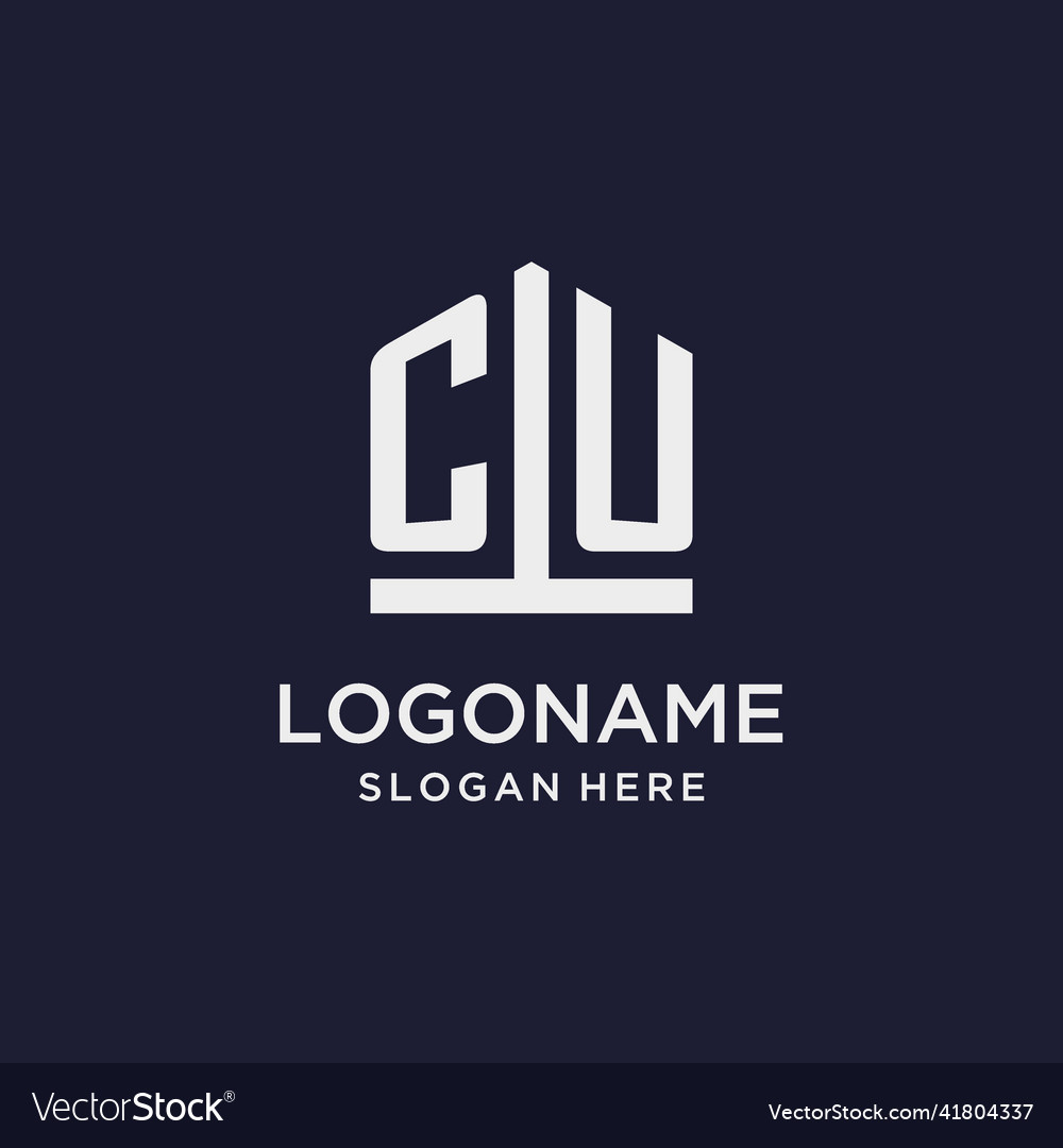 Cu initial monogram logo design with pentagon Vector Image