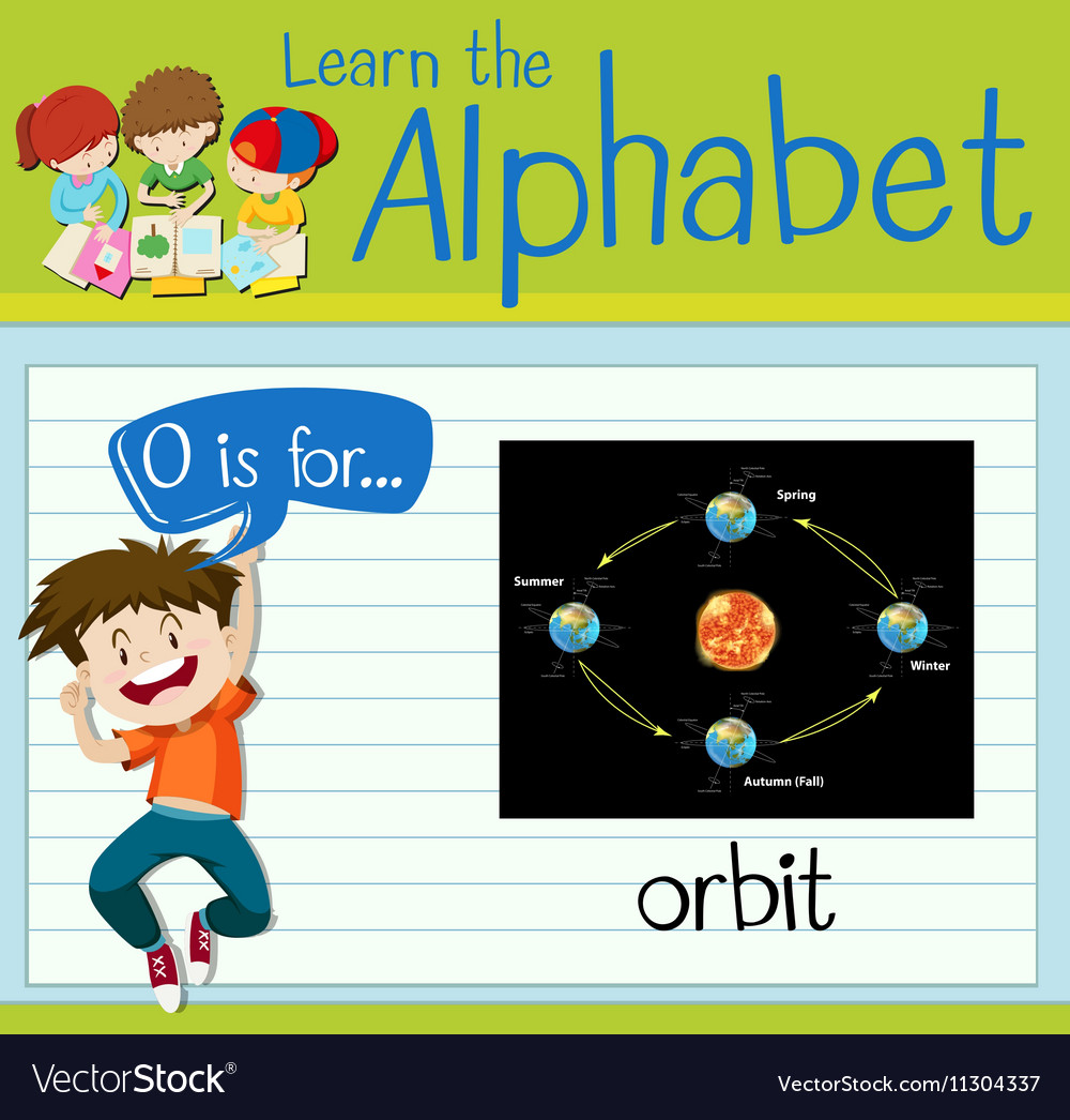 Flashcard letter o is for orbit Royalty Free Vector Image