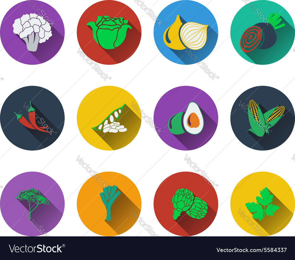 Flat icon set Royalty Free Vector Image - VectorStock