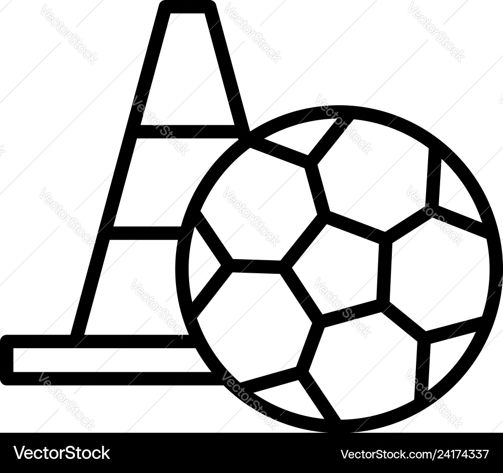 Football player training icon ball with cone Vector Image