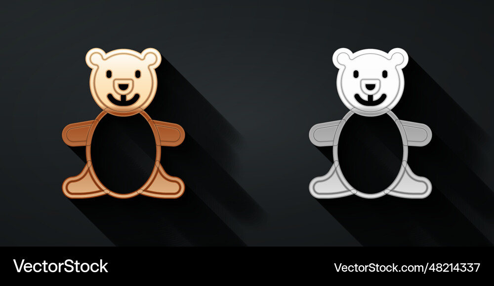 Gold and silver teddy bear plush toy icon Vector Image