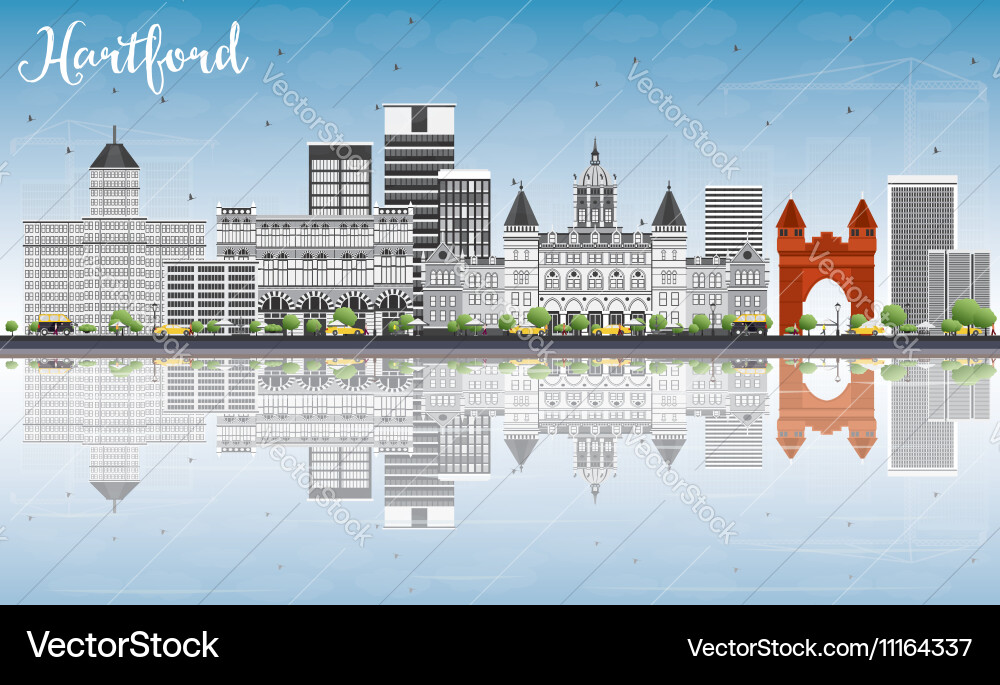 Hartford Skyline with Gray Buildings Royalty Free Vector