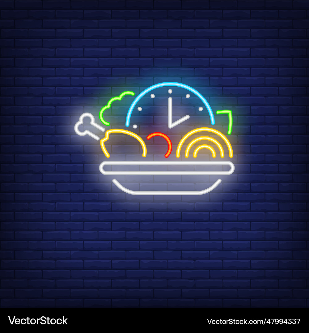 Healthy eating neon sign Royalty Free Vector Image