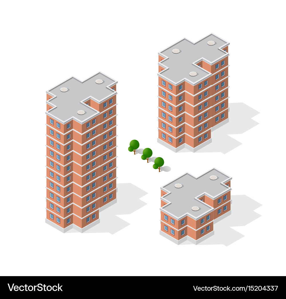 Isometric 3d dimensional building of modern Vector Image