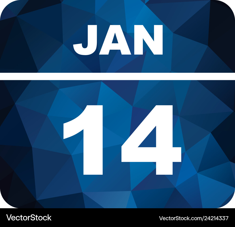 January 14th date on a single day calendar Vector Image