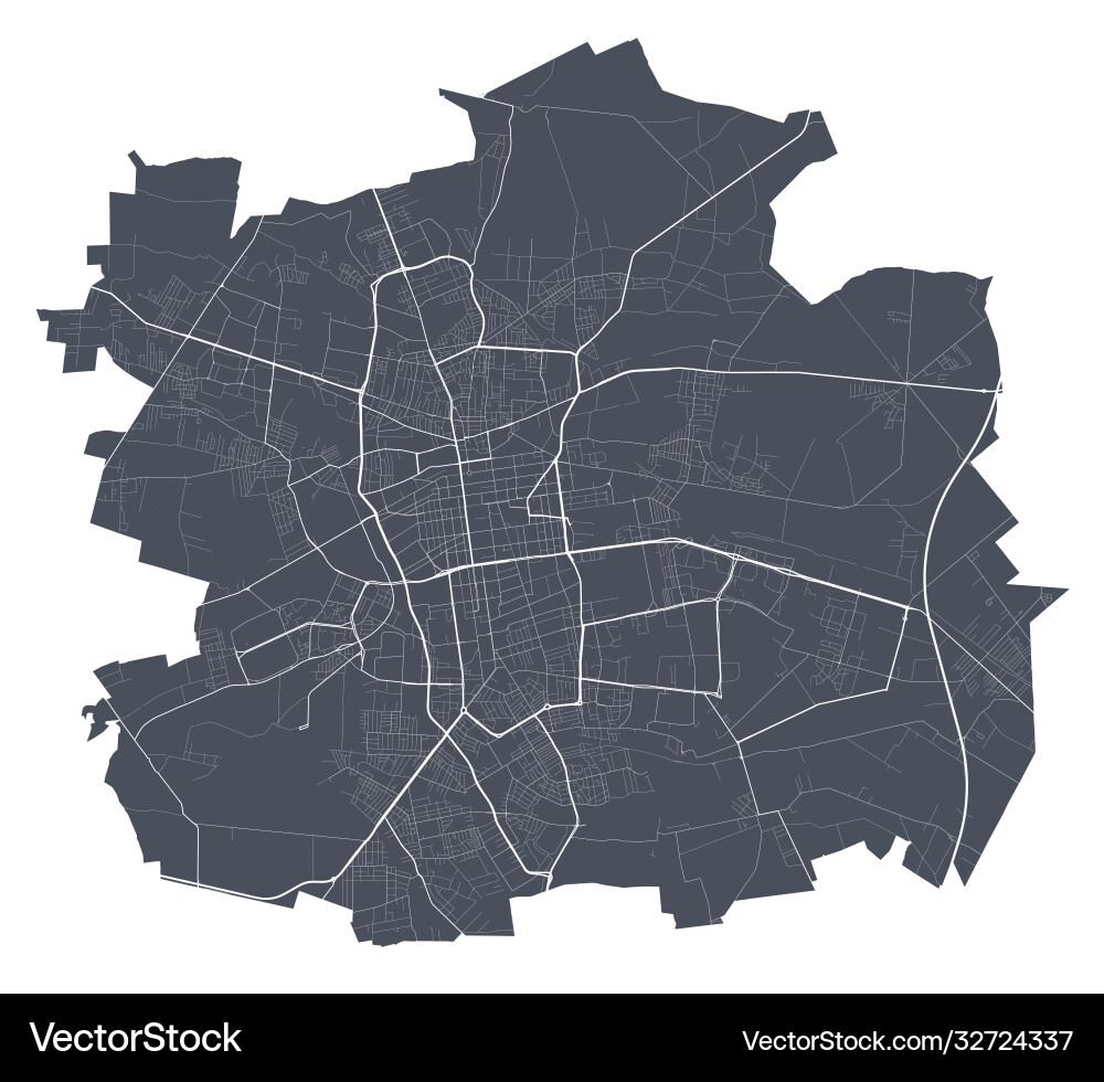Lodz map detailed map city poster Royalty Free Vector Image