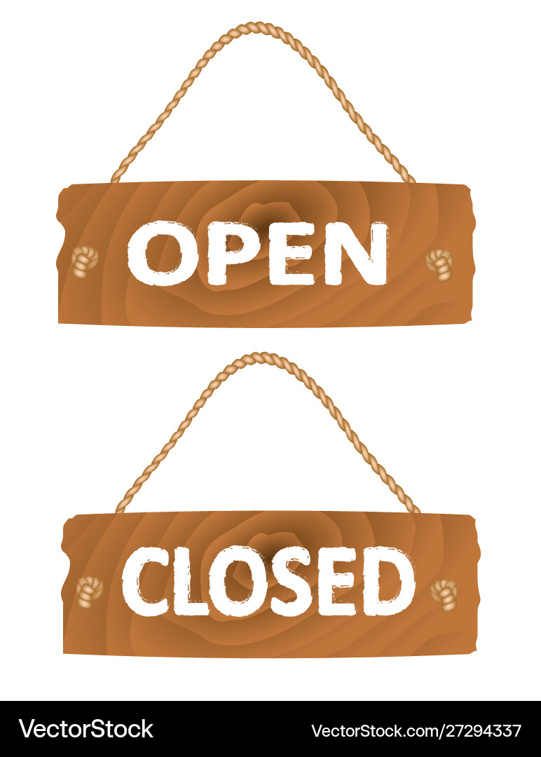 Open and closed wooden sign Royalty Free Vector Image