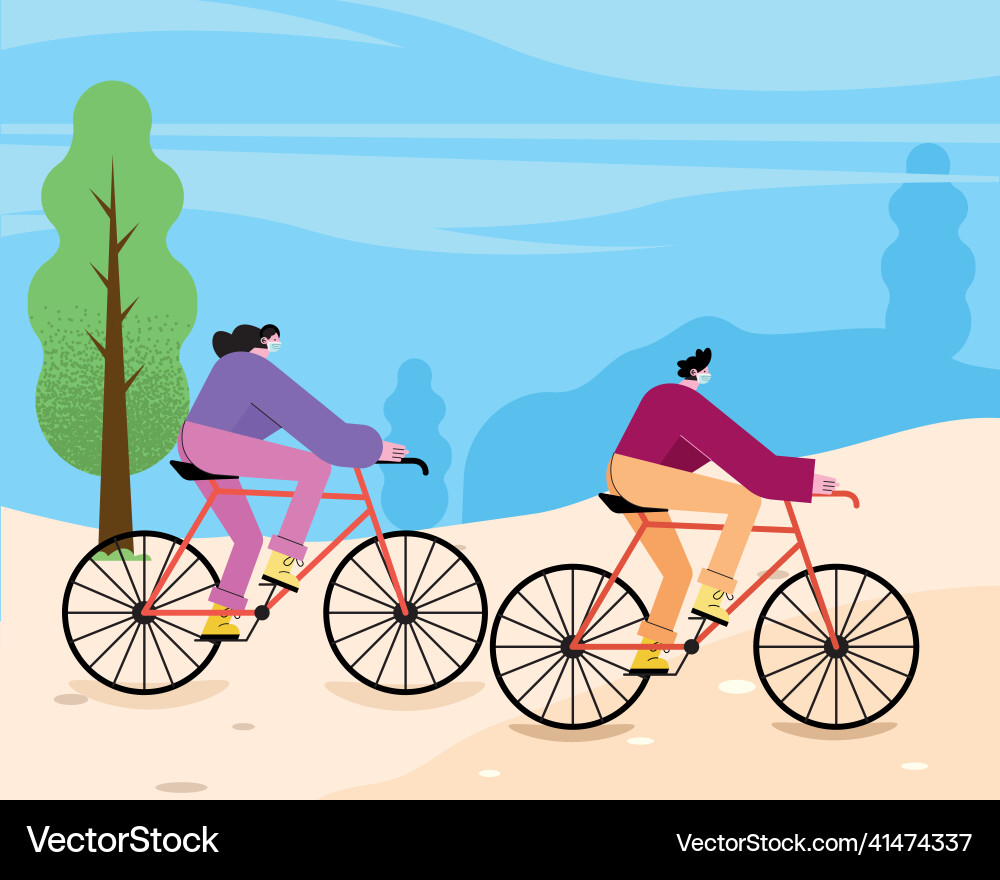 People riding bike Royalty Free Vector Image - VectorStock
