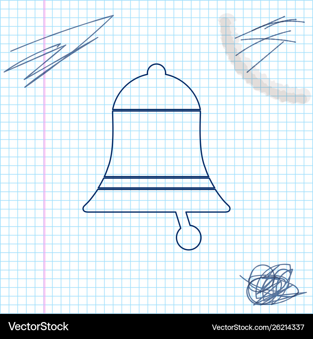 Ringing bell line sketch icon isolated on white Vector Image
