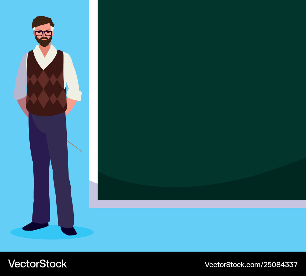 Teacher male with chalkboard character Royalty Free Vector