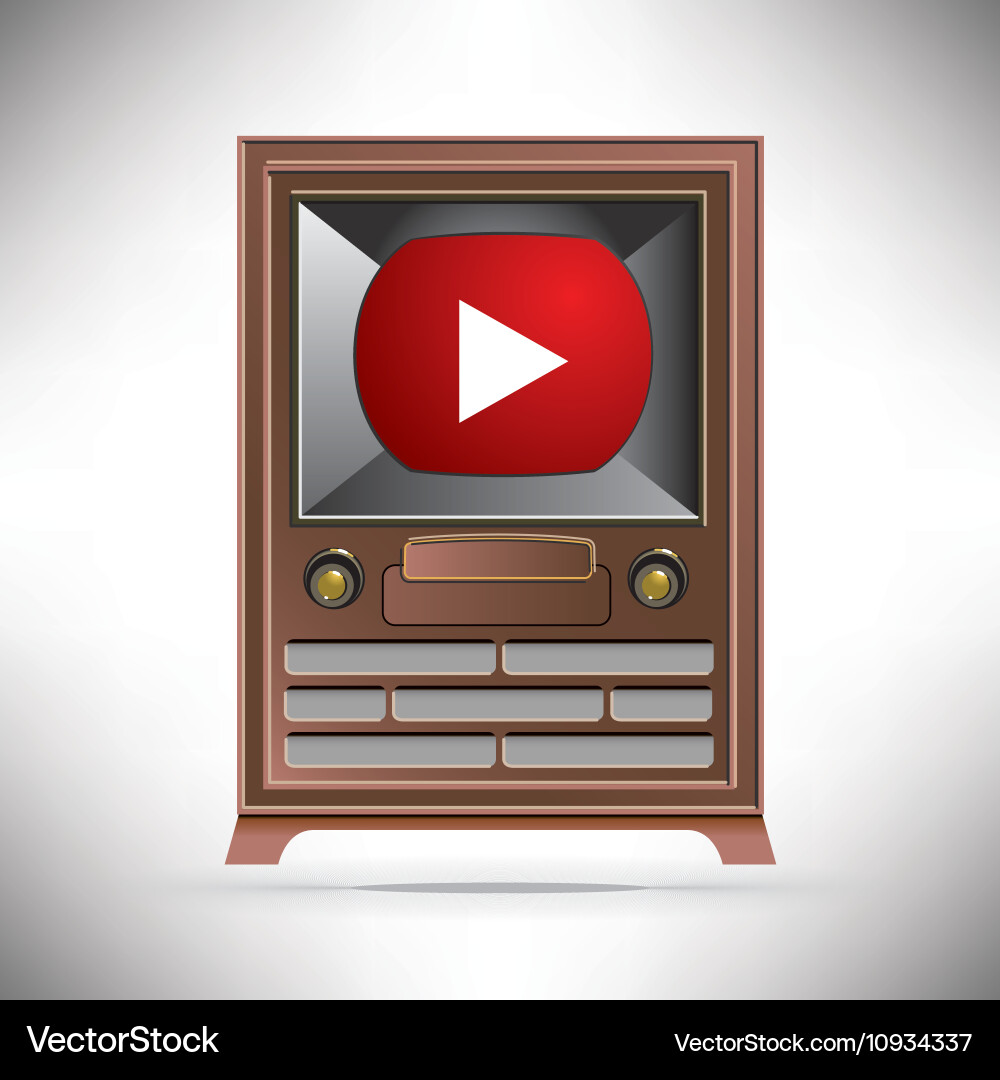 Vintage tv movie button Royalty Free Vector Image