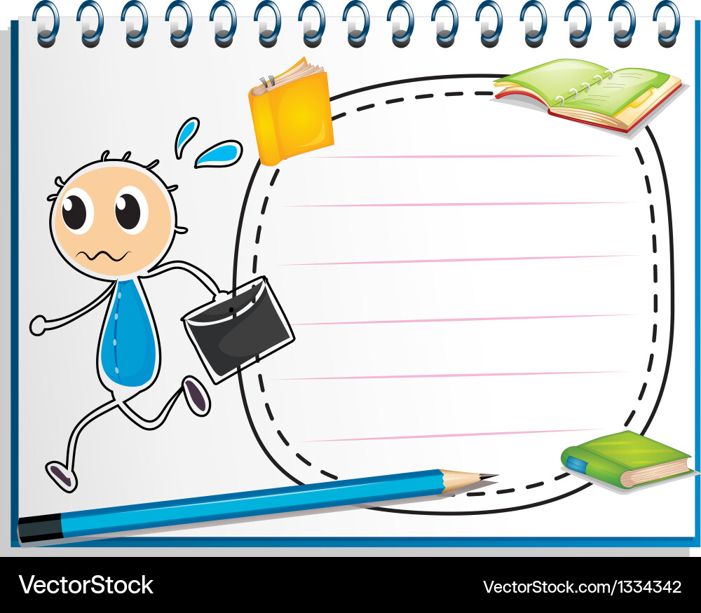 A notebook with drawing of boy holding Royalty Free Vector