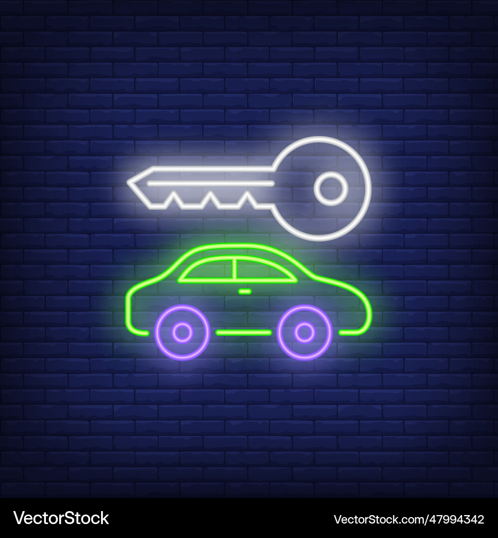 Car renting neon sign Royalty Free Vector Image