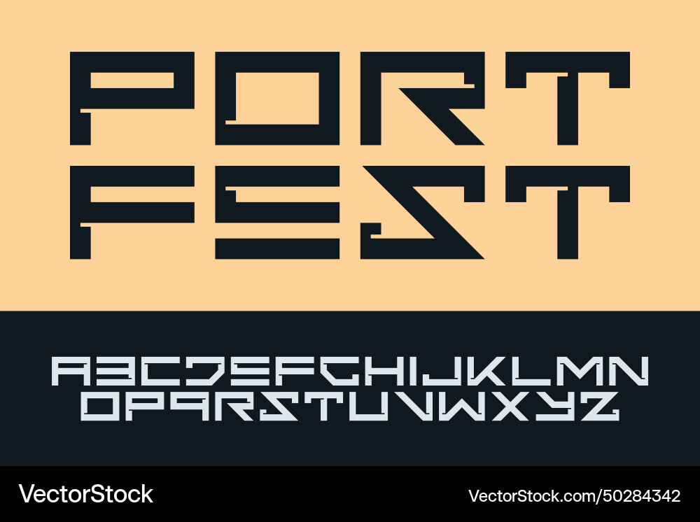 Design port fest typeface alphabet typography Vector Image