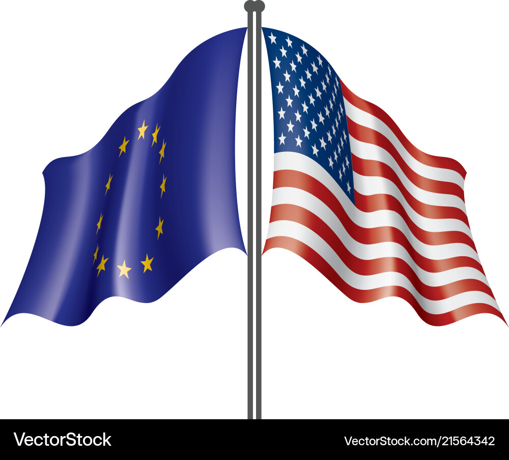 European union and american flags Royalty Free Vector Image