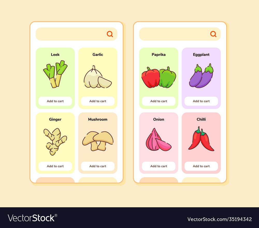 Grocery store ui or ux design for mobile apps Vector Image