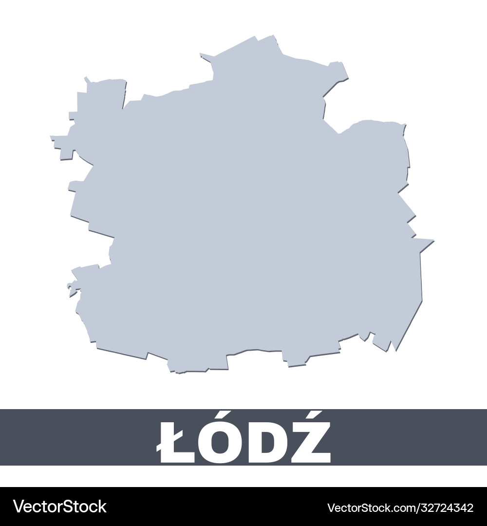 Lodz outline map city area borders Royalty Free Vector Image