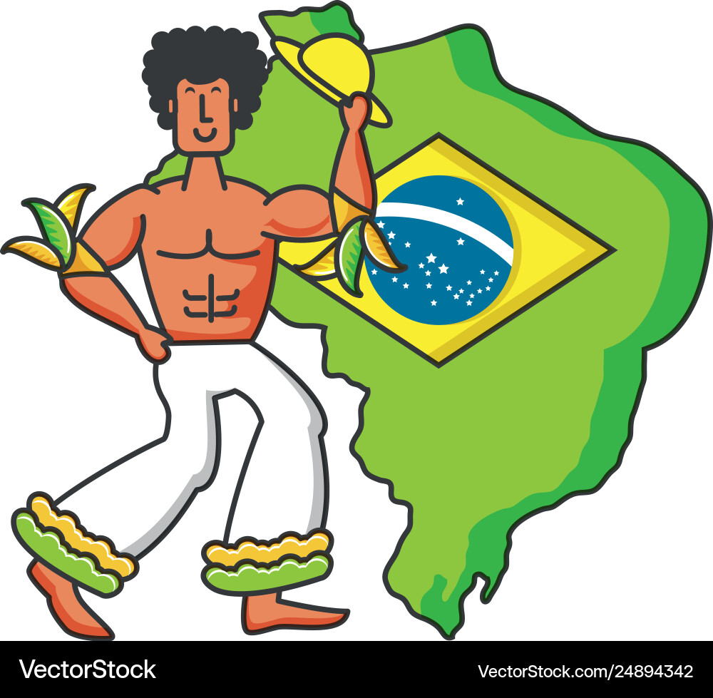 Map brazil with man brazilian Royalty Free Vector Image
