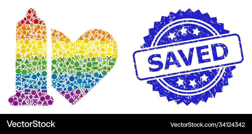 Scratched saved stamp and spectrum geometric safe Vector Image