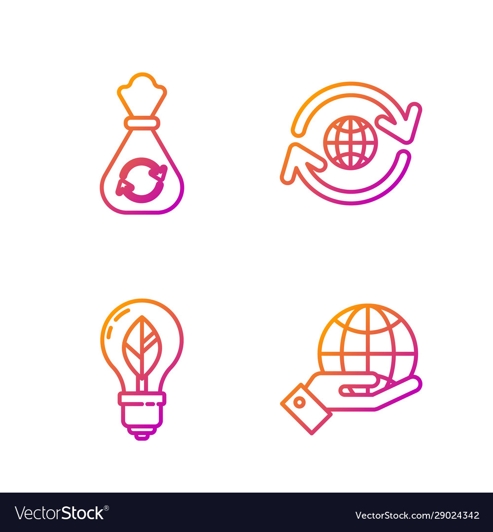Set line human hands holding earth globe light Vector Image