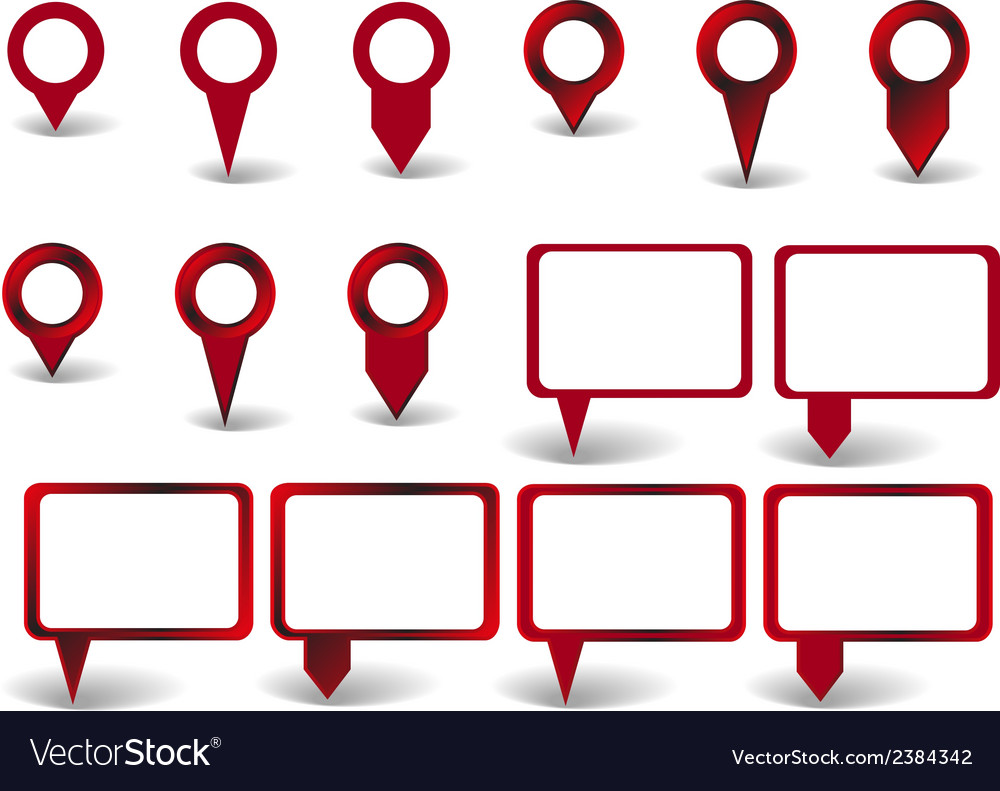 Set red pointers on white background Royalty Free Vector