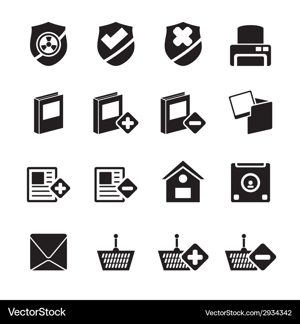 Silhouette internet and website buttons icons Vector Image