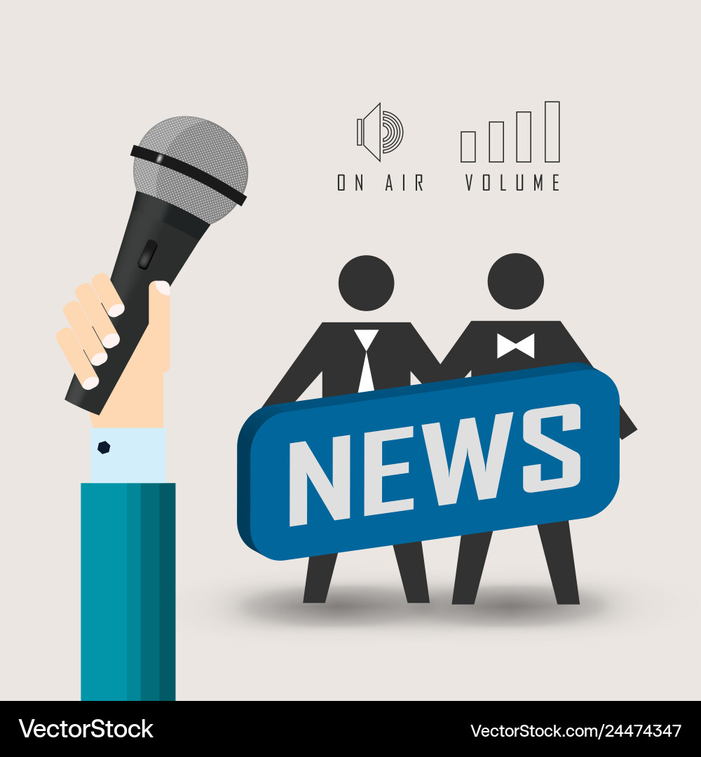 A live report with button news and microphone eps Vector Image