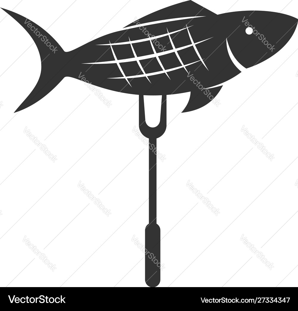 Barbecue fish logo template badge design isolated Vector Image