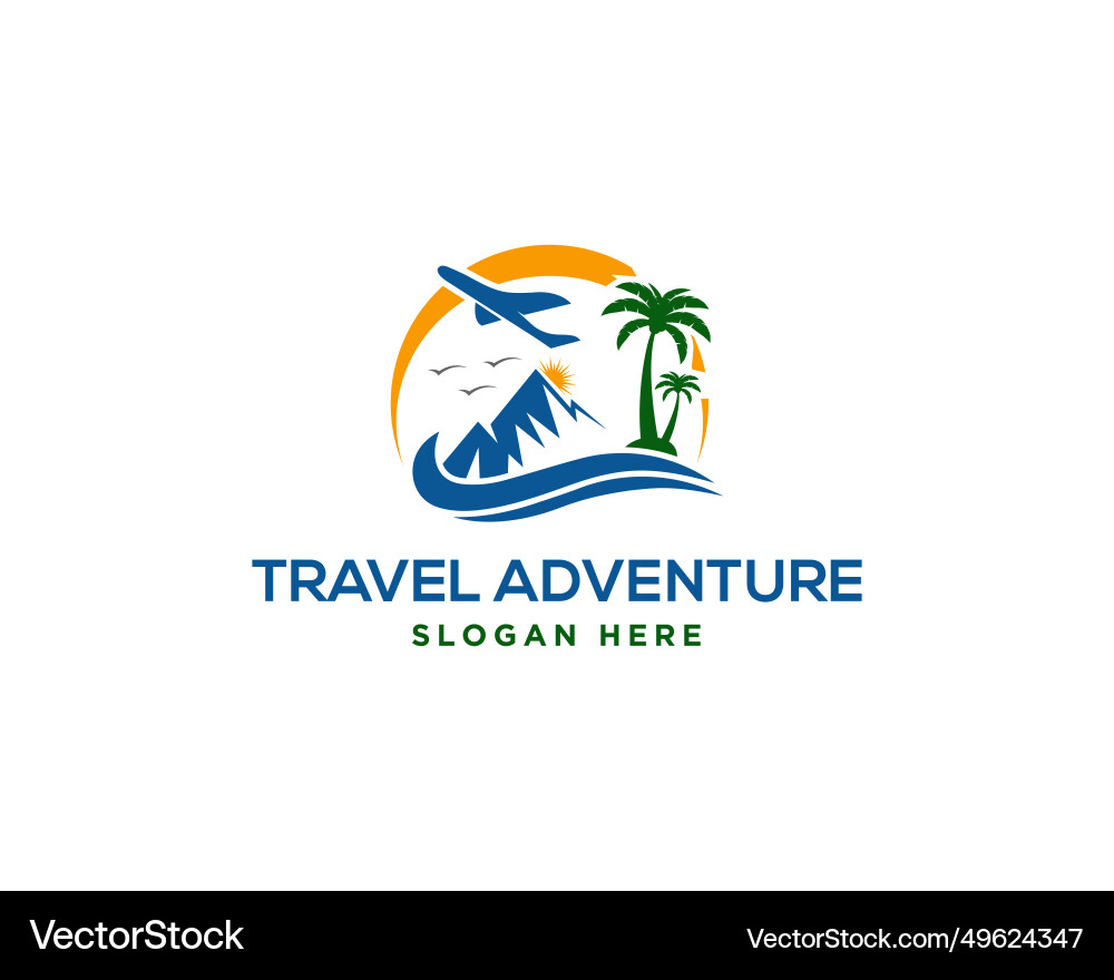 Beach summer vacation travel logo design Vector Image