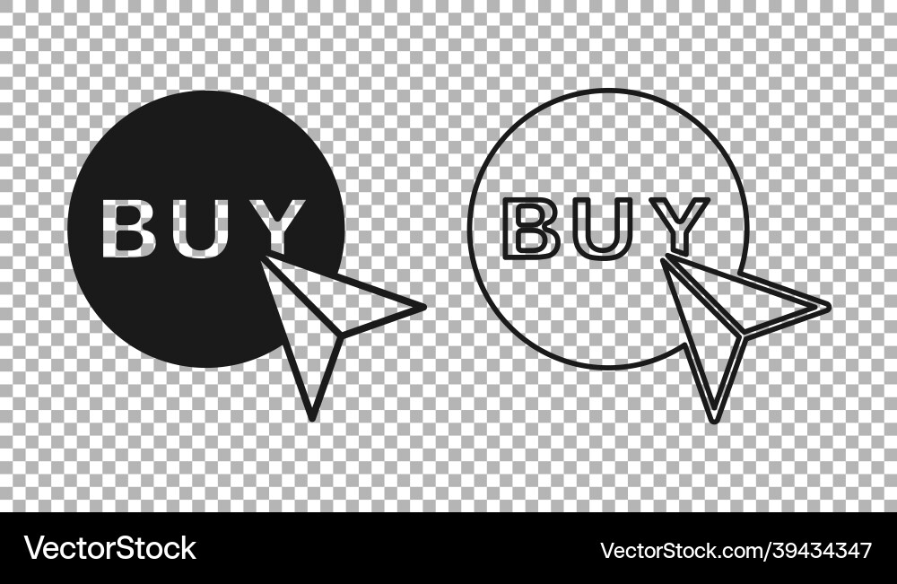 Black buy button icon isolated on transparent Vector Image