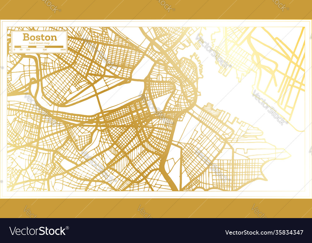 Boston usa city map in retro style in golden Vector Image