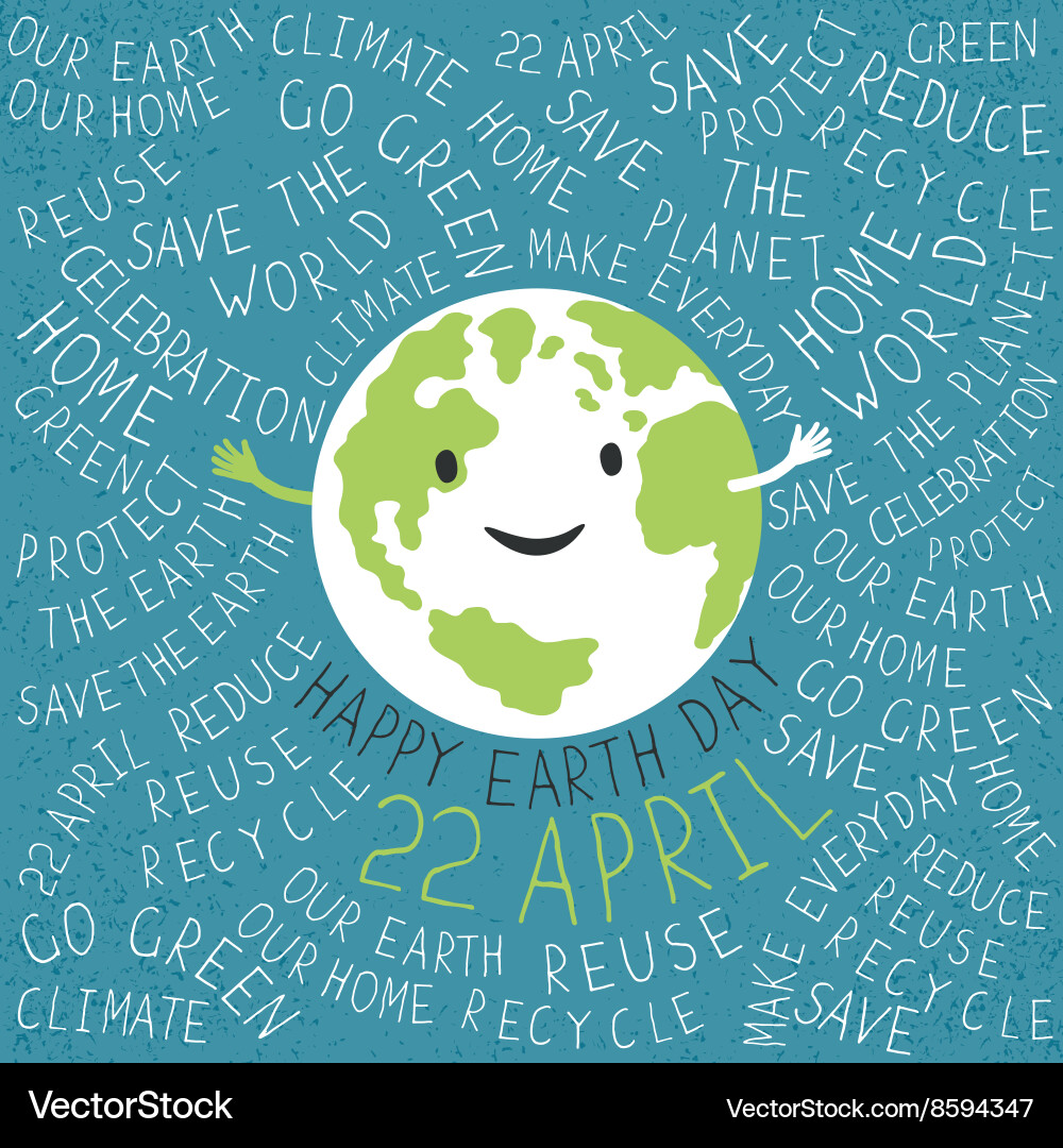 Happy earth smile day 22 apri Royalty Free Vector Image