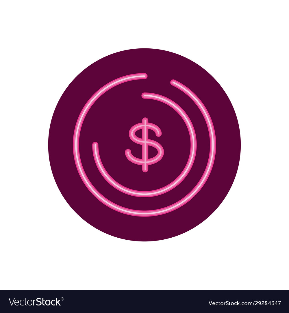 Isolated neon coin design Royalty Free Vector Image