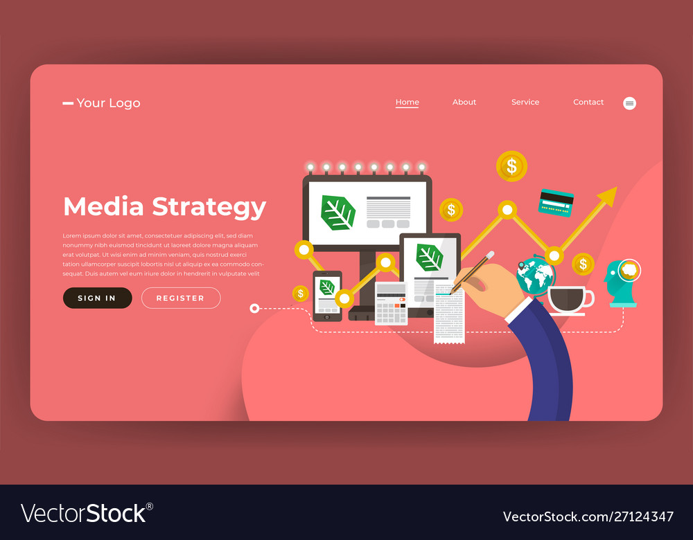 Mock-up design website flat concept Royalty Free Vector