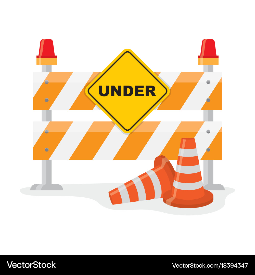 Road barrier with and traffic cone Royalty Free Vector Image