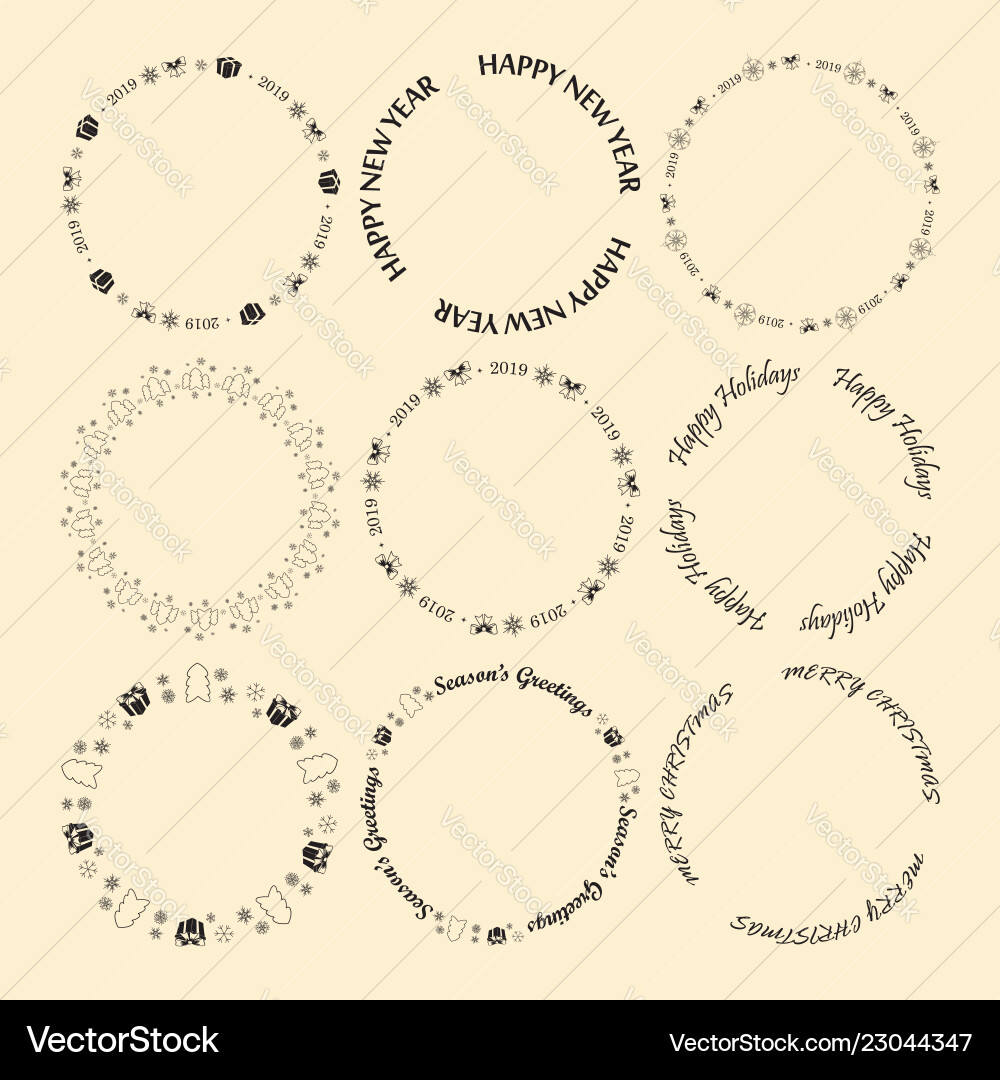 Round decorative frames for christmas Royalty Free Vector