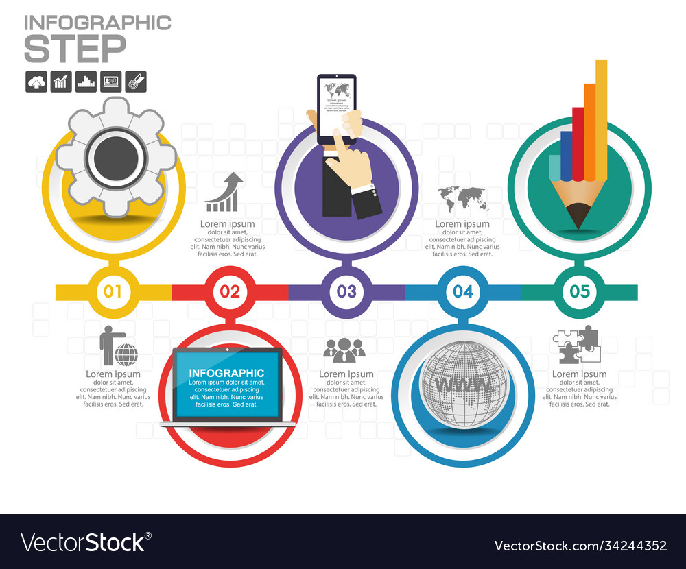 Business data process chart diagram with steps Vector Image