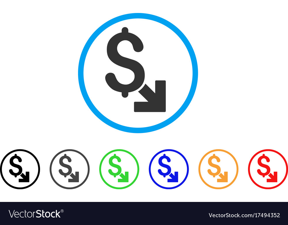 Dollar decrease rounded icon Royalty Free Vector Image