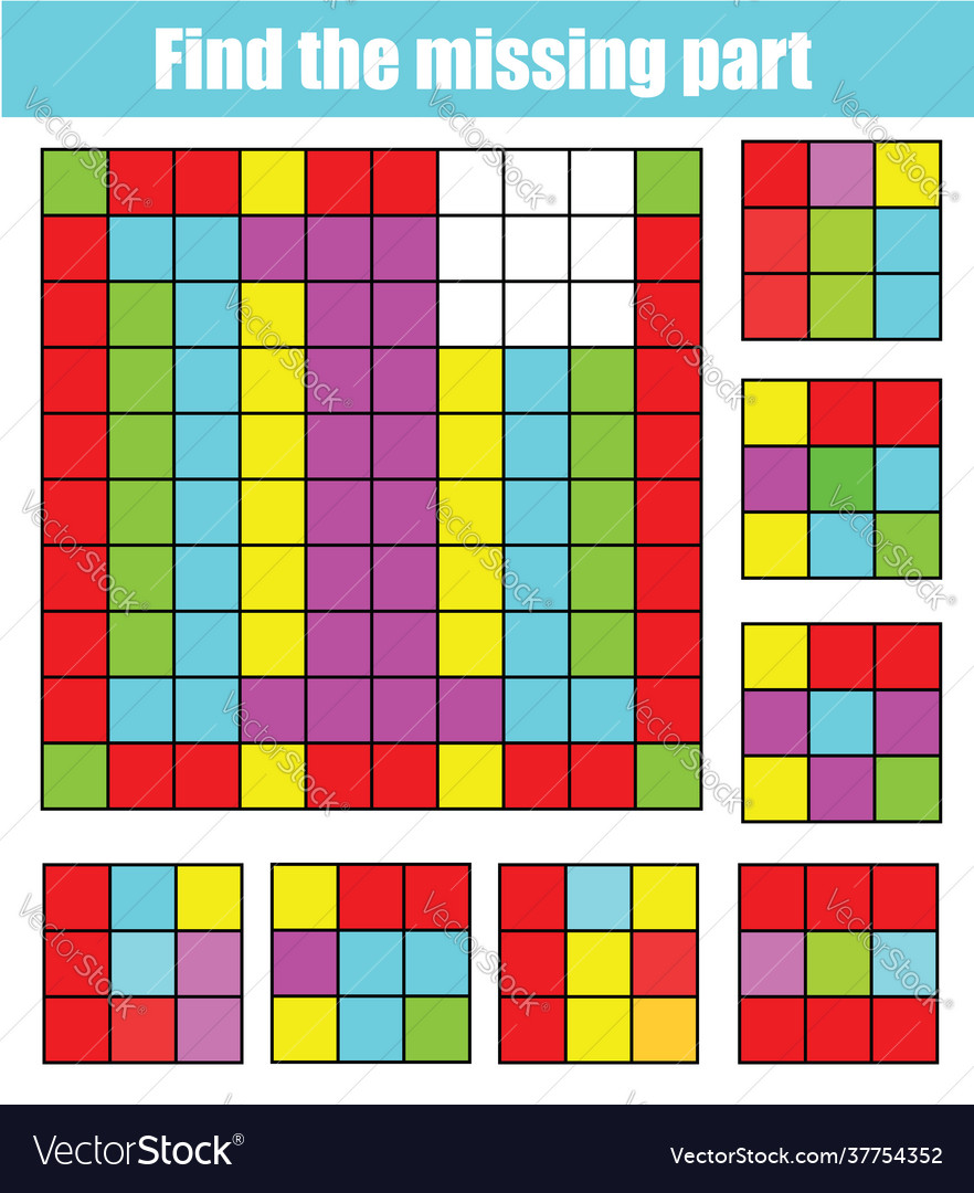 Find missing part and complete picture puzzle Vector Image