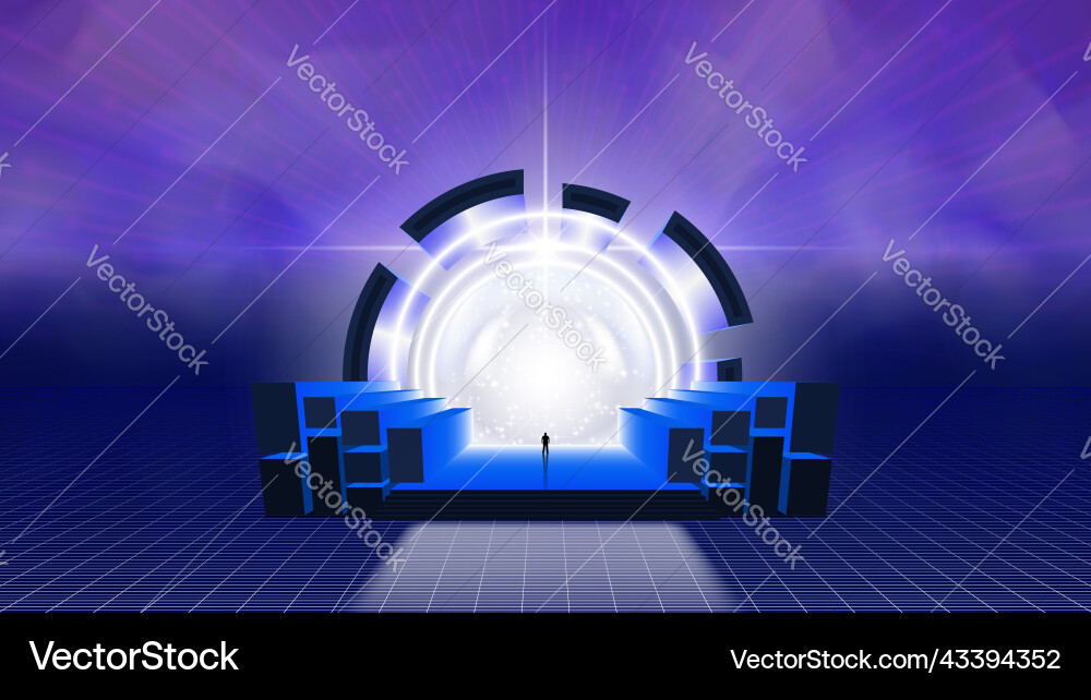 Huge 3d fantastic blue luminous radiant bright Vector Image