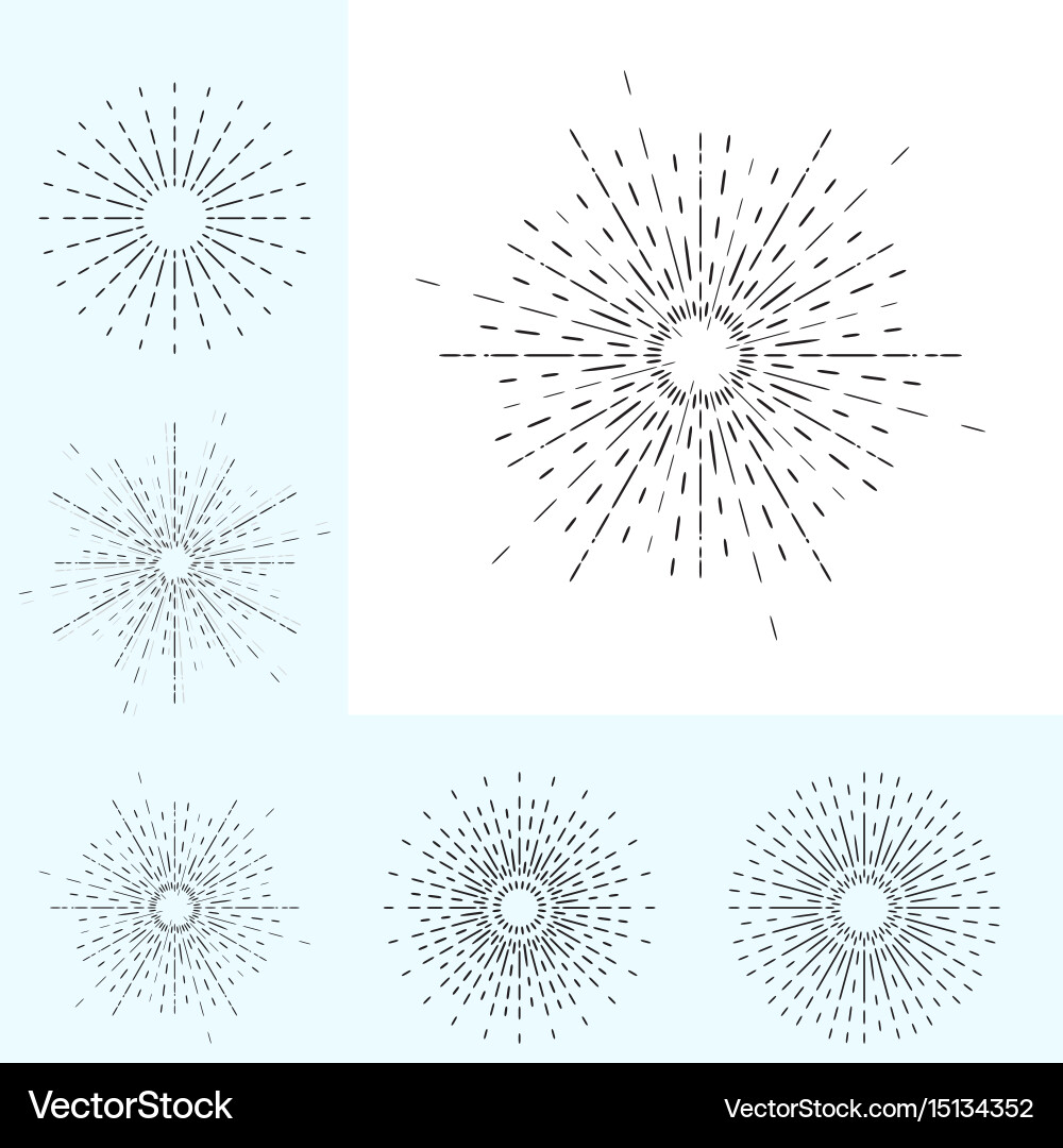 Linear drawing of vintage sunbursts or light rays Vector Image