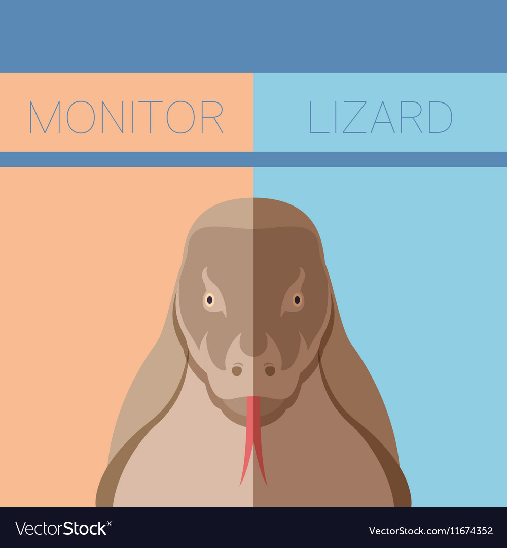 Monitor lizard flat postcard Royalty Free Vector Image