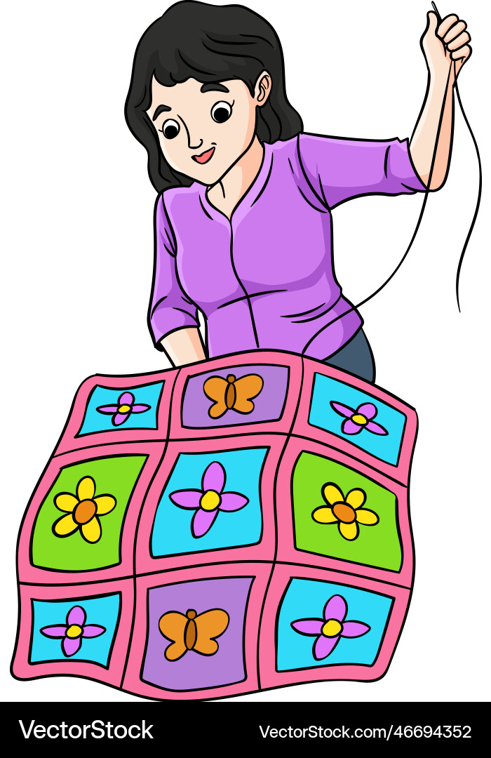 Quilter cartoon colored clipart Royalty Free Vector Image