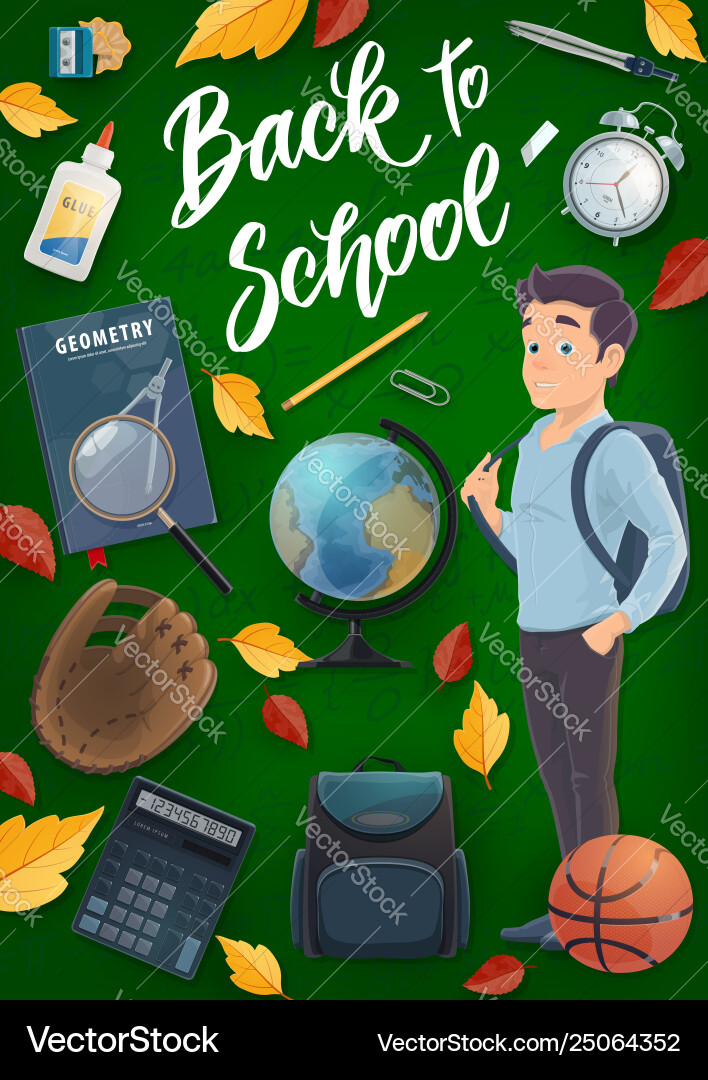 School student book backpack education supplies Vector Image