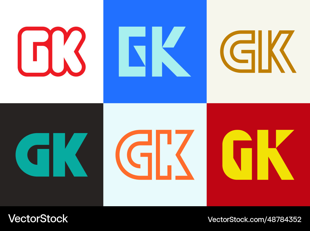 Set of letter gk logos Royalty Free Vector Image