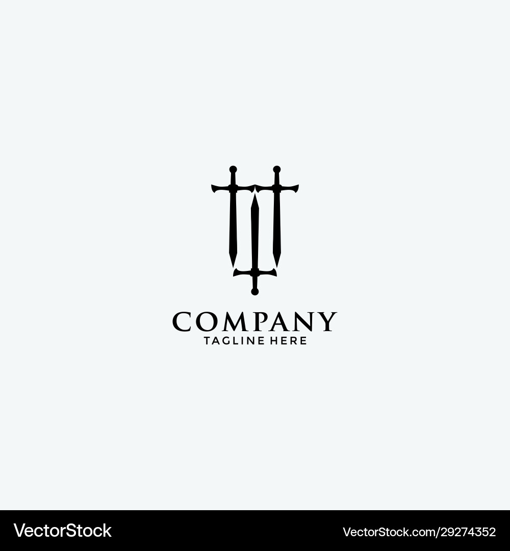 Simple stylized black metal battle sword logo Vector Image